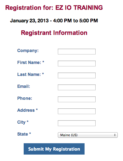 Event Registration Form Code Sample Branch CMS Documentation