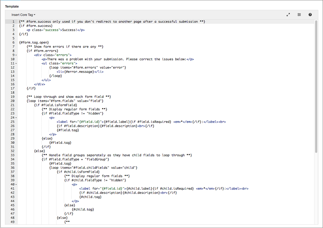 Global Form Templates | Branch CMS Documentation