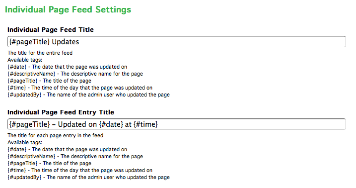 Page Feed Settings Branch Cms Documentation
